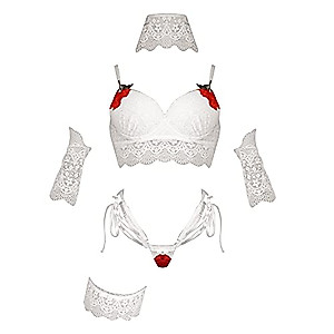 sleepwear underwear pajamas Thong teddy Bustiers Panties Nighties Nightgown Blouses Plus Size Lingerie for Women for Sex Naughty Play 596 (White, XXL)