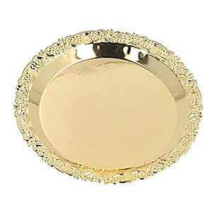 Round Fruit Tray, Gold Plated Stainless Steel Multifunctional Good Decoration Decorative Dessert Plate for Ceremony