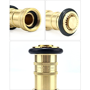 QWORK 1" NST/NH Brass Fire Hose Spray Nozzle, Heavy Duty Fire Equipment, Industrial Jet Fog Nozzle 36 gpm 100 psi