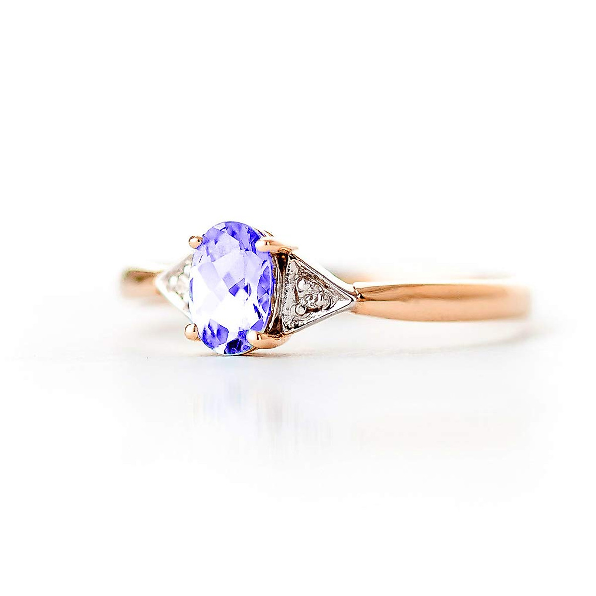 Galaxy Gold GG 14k Solid Rose Gold Ring with Diamonds and Tanzanite - Size 10.0