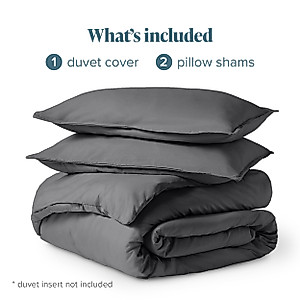 Bare Home Duvet Cover - Queen Size Bedding Set - Premium 1800 Super Soft Collection - Lightweight, Cooling - Soft Breathable Duvet Cover (Queen, Grey)