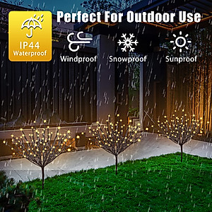 Solar Led Lighted Branches Pathway Lights 3 Pack 180 Led Brown Twig Lights with Blinking Mode for Yard Garden Home Christmas Decoration (Warm White)