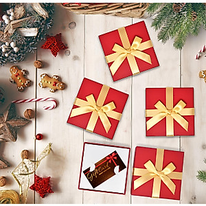 Gift Boutique Christmas Card Gift Holder Boxes Holiday Money Card Holders Party Favor Decor, Pack of 6 Red Present Box With Gold Bow