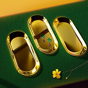 3 Pack Stainless Steel Tray Guest Check Presenter and Receipt Holder Tray for Restaurants Hotels Receipts Cash Credit Cards Bathroom Storage Jewelry Gold Tray Decoration Serving Plate Craft, 8.6inch