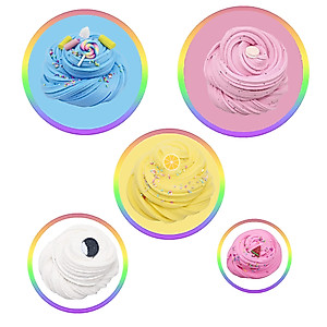 ZONEWAY 7 Pack Cake Butter Slime Kits, Soft and Non-Sticky Slime Kit Party Favors for Girls and Boys