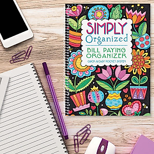 Current Mary Engelbreit Bill Paying Organizer Book - 9" x 12” Personal Account Book, Spiral Bound, 14 Storage Pockets, 32 Label Stickers, Monthly Finance & Payment Management Tracker for Home & Office