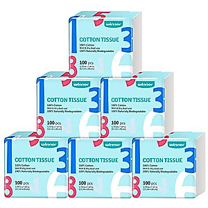 Winner Baby Dry Wipe, 100% Cotton, 600 Count Unscented Cotton Tissues for Baby’s Sensitive Skin