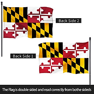 POZOY 3x5ft Double Sided Maryland State Flag, Upgraded Heavy Duty 3 Ply Polyester MD State Flags, Vivid Print, Fade Proof, Double Stitched and Brass Grommets for Indoor and Outdoor Decor (Maryland)