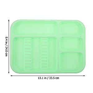 Healifty Instrument Tray Dental Dentist Instrument Tray Autoclavable Tray Plastic Tray Divided Separate Tray Light Green