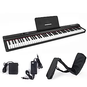 Digital Piano, 88 Key Full Size Velocity-Sensitive Semi-Weighted Keys Portable Electric Piano with Sustain Pedal Power Supply for Beginner/Adults Practice