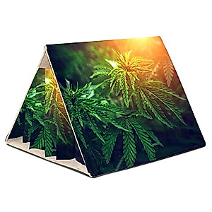 RATGDN Small Pet Hideout Marijuana Weed Leaf Pattern Hamster House Guinea Pig Playhouse for Dwarf Rabbits Hedgehogs Chinchillas