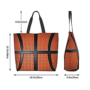 YOPIGOT Basketball Tote Bag Basketball Oversized Canvas Handbag Basketball Print Shoulder Tote Handbag for Women Mom Gifts