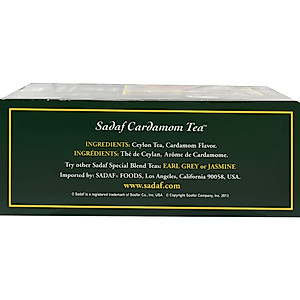Sadaf Cardamom Tea Bags - Special Blend Cardamom Ceylon Black Tea - Quicktea Product harvested in Sri Lanka - 50 individually foiled teabags (Pack of 1)