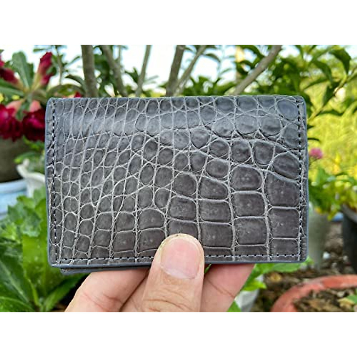 Double side Grey Crocodile Alligator leather skin Credit Cardholder, leather credit cardcase, leather creditcard cover