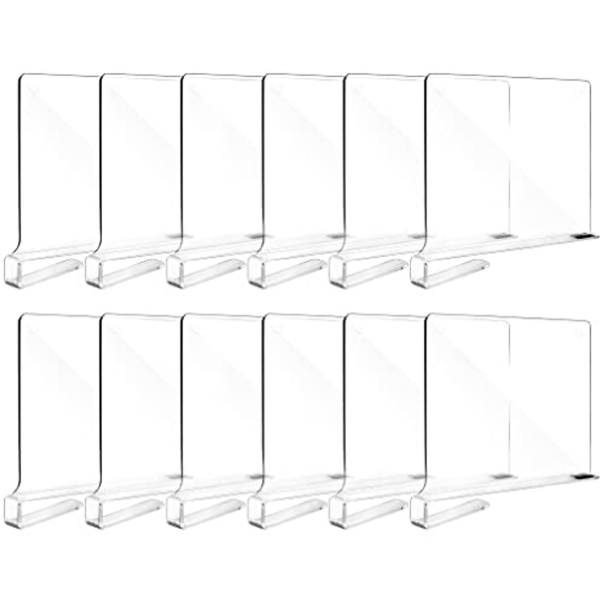 Fixwal 12pcs Shelf Dividers for Closet Organization Acrylic Shelf Divider for Wooden Shelving, Wood Shelf Organizer for Closet, Bedroom, Kitchen and Office