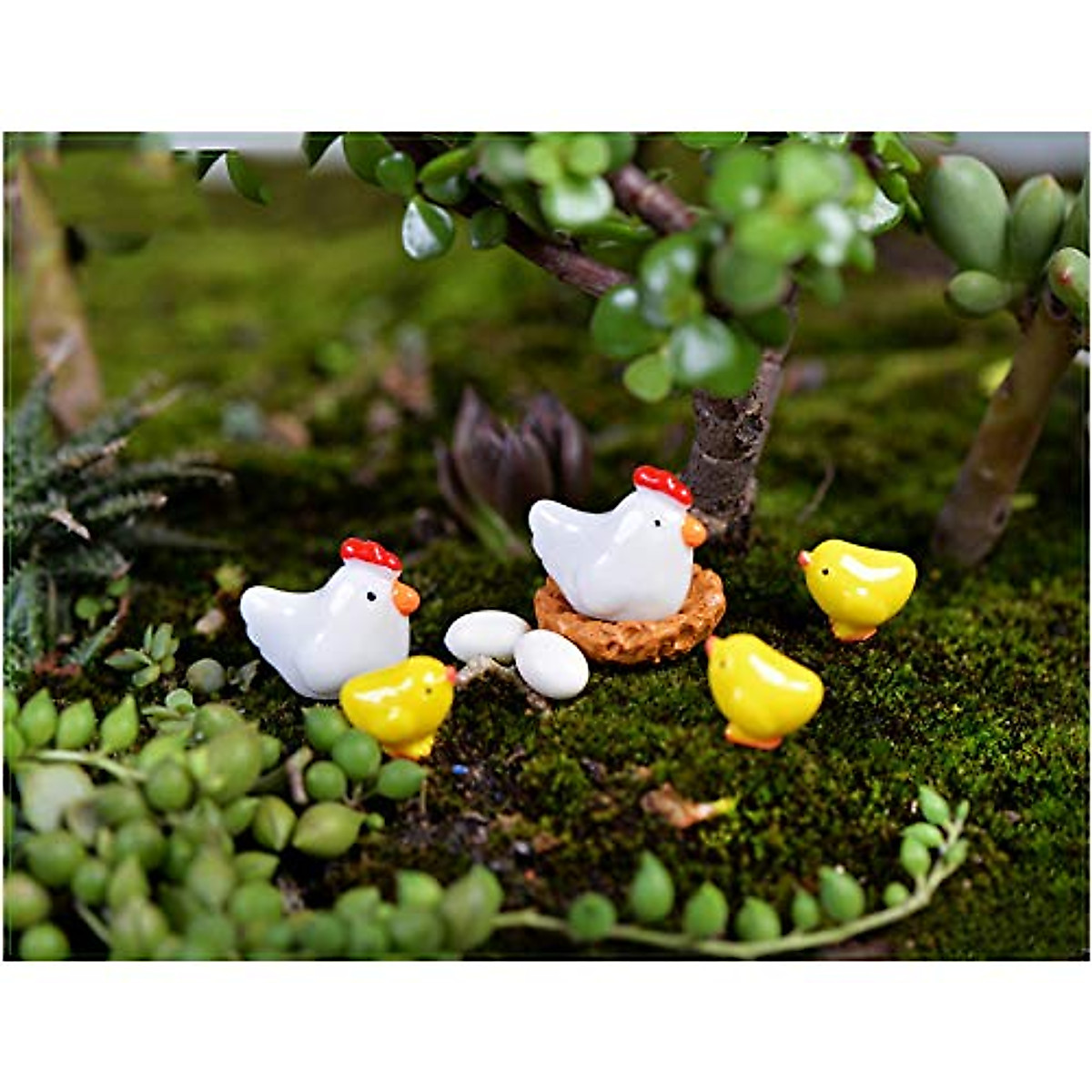 SPWOLFRT 26 Pcs Cute Mini Animal Figurines Miniature, Family Chicken Cock Ornament Micro Fairy Garden Décor for Moss Landscape DIY Terrarium Crafts Accessories Home Outdoor Indoor (Chicken Family)
