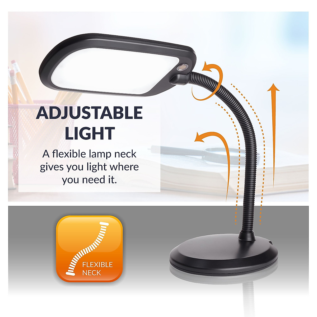 Newhouse Lighting NHDK WH Eos Reading & Craft Table LED Desk Lamp, Dimmable &Light Color Adjustable, Gooseneck Task Light, Black (NHDK-EO-BK)