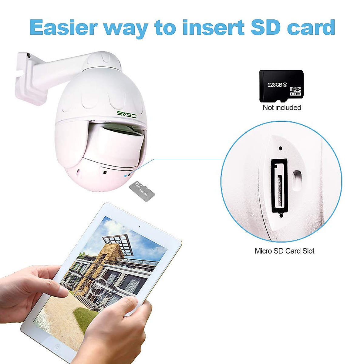 SV3C PTZ Poe Camera Outdoor 5MP Onvif Security Camera, 5X Optical Zoom, Auto Focus, Two-Way Audio, HD Night Vision, Waterproof, APP Motion Alerts, RTSP, Remote View, 24/7 Recording, Wired