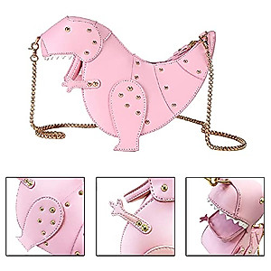 Fozehlad Women Dinosaur Shaped Shoulder Handbag PU Leather Rivet Purses Stegosaurus Cross Body Purse Bag for Girl