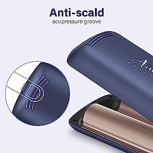 32mm (1.25") Aima Beauty Twins Mermaid Hair Waver, Anti-Scald Hair Crimper 2 Barrel, Beach Wave Curling Iron, Curling Wand with Storage Lock 15S Heats Up for Short/Medium/Long Hair Prussian Blue