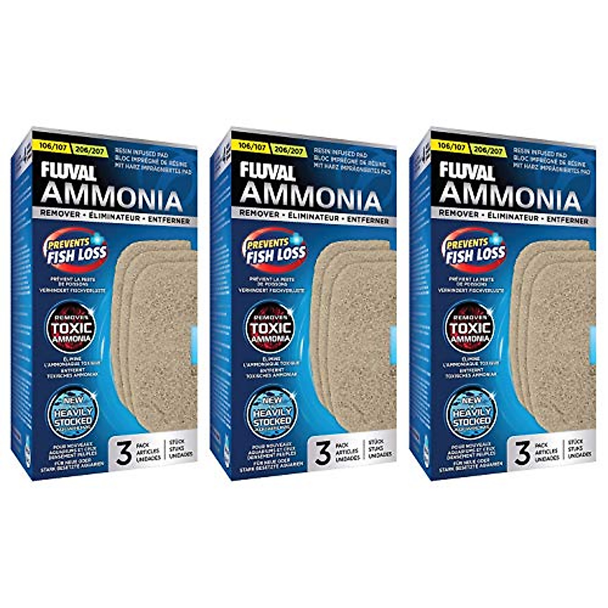 Fluval 9 Pack of Ammonia Remover for 106/206 and 107/207 Aquarium Filters