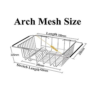 PDGJG Multifunctional Adjustable Sink Dish Drying Rack Stainless Steel Storage Rack Organizer Kitchen Organizer Storage Basket