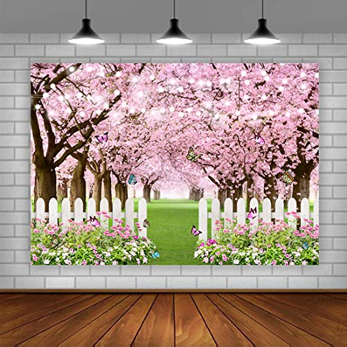 Lofaris 5x3ft Spring Flowers Photography Backdrop Pink Floral Cheery Blossom Easter Background Baby Shower Birthday Wedding Marriage Registration Bridal Shower Portrait Banner Photo Booth Studio Props