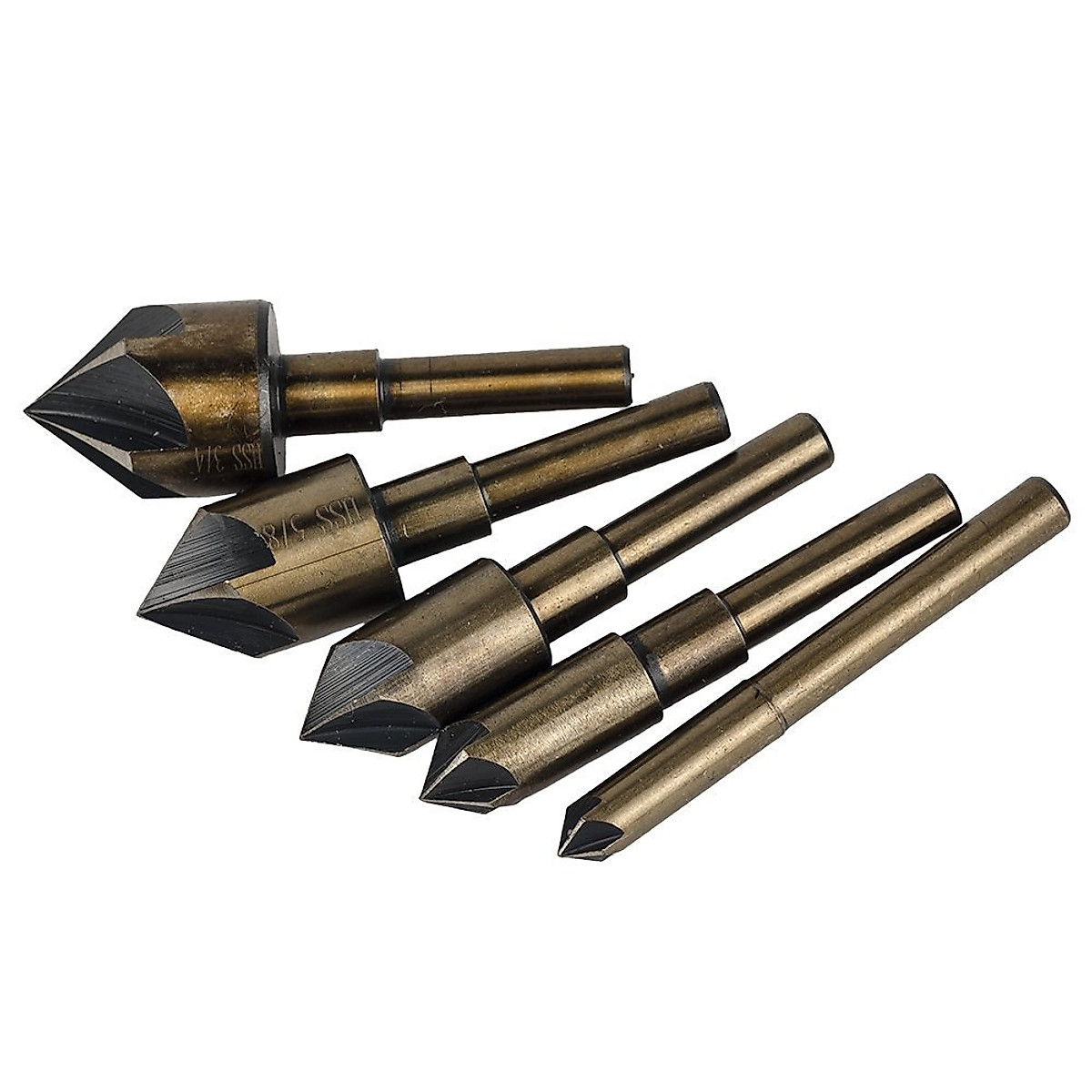 Eagles 5Pcs 82 Degree Heavy Duty Industrial High Speed Steel Countersink Drill Bit Set With Automatic Center Punch