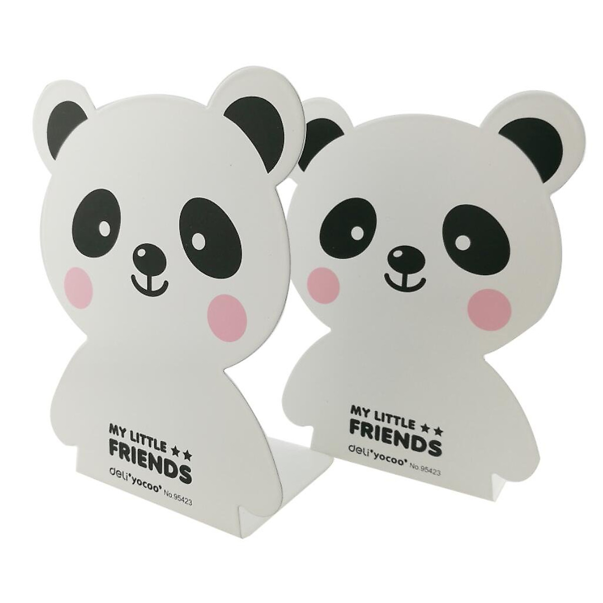 Winterworm Cartoon Cute Lovely Panda Bear Pattern Nonskid Heavy Metal Office Desk Bookends for Kids Children (White)