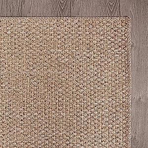 CAMILSON Easy Jute Rug 8x10, Indoor Outdoor Natural Color Farmhouse Area Rugs for Living Room Patio and Kitchen Rug, Solid Boho Woven Design, Easy-Cleaning, Washable Outside Carpet Alfombras (8 x 10)