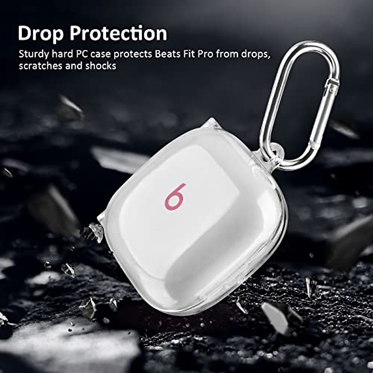 Beats Fit Pro Case Cover, Filoto Hard Case for Apple Beats Fit Pro 2021 Shockproof Protective Earbuds Case with Keychain Accessories for Men Women (Clear)