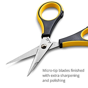 Beaditive Precision Craft Scissors - Stainless Steel Paper Crafting Scissors With Safety Cap - Ultra Sharp Blades & Non-Slip TPR Handles - Adult & Kid Scrapbooking Scissors For Home, Office, School