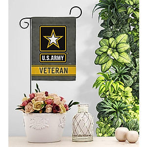 Breeze Decor US Army Veteran Garden Flag - Armed Forces Rangers United State American Military Retire Official - House Decoration Banner Small Yard Gift Double-Sided Made in USA 13 X 18.5