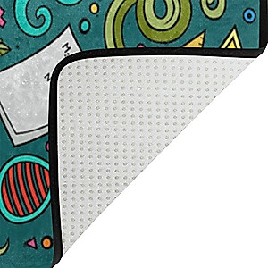 Cooper girl Hand Drawn Science Item Area Rug Carpet 6x4 Feet for Indoor Outdoor Decor
