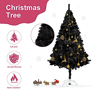 Adiwiid 6ft Halloween Black Christmas Tree with 550 Branch Tips for Home, Office, Party Decoration,Artificial Christmas Tree for Xmas Seasonal Holiday Decoration Indoor Outdoor (Black)