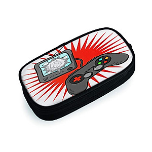 Moslion Gaming Pencil Pen Case Gamer Video Games Controller Joystick Funny Symbol Digital Sign Big Capacity Office College School Large Storage High Bag Pouch Holder Box Organizer