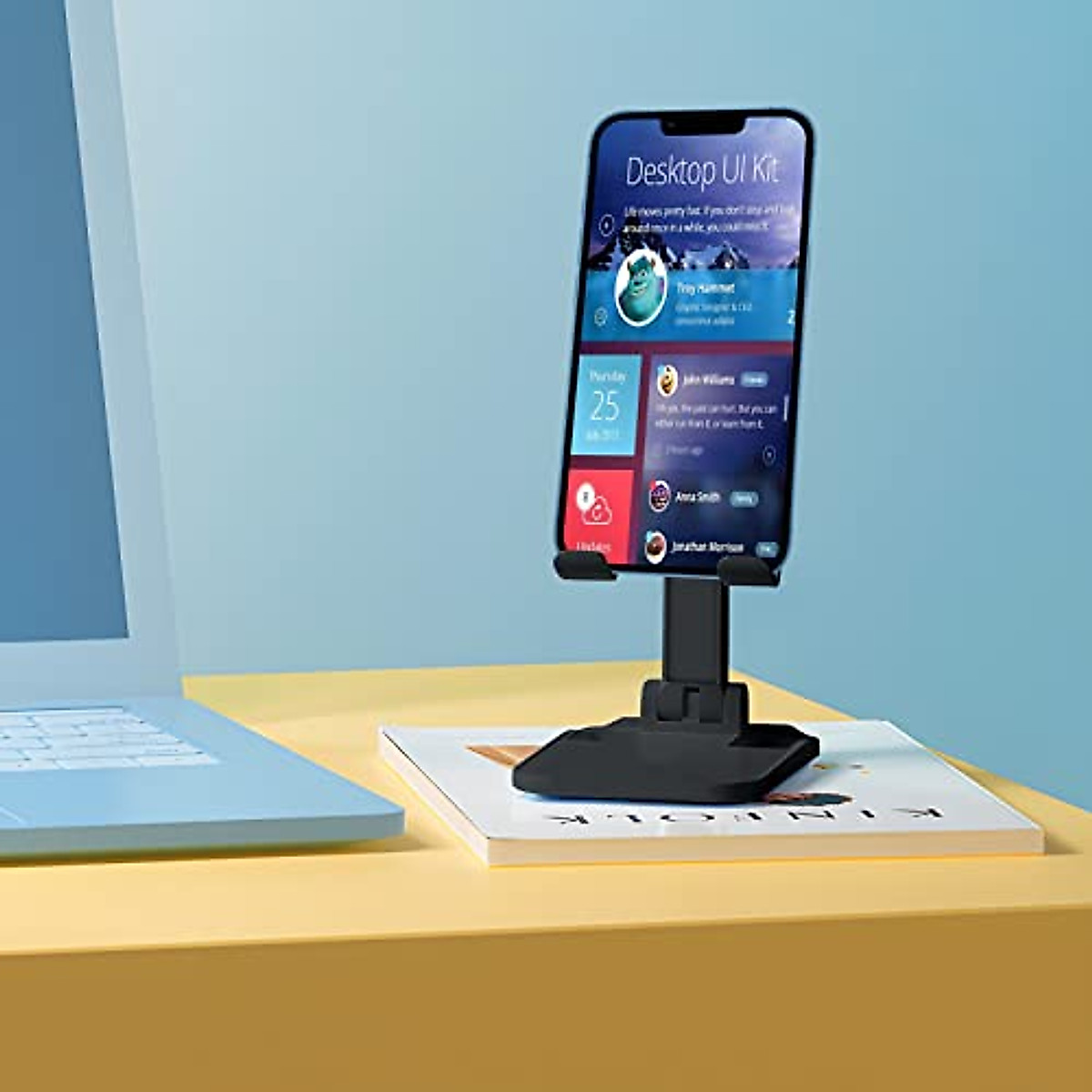 ZenTiky Cell Phone Stand, Angle Height Adjustable Phone Holder Stand, Foldable Phone Charger Stand,Portable Phone Stand Holder for 4’’-12.9'' iPhone 13,iPad,Tablet, Kindle, Samsung, and More, Black