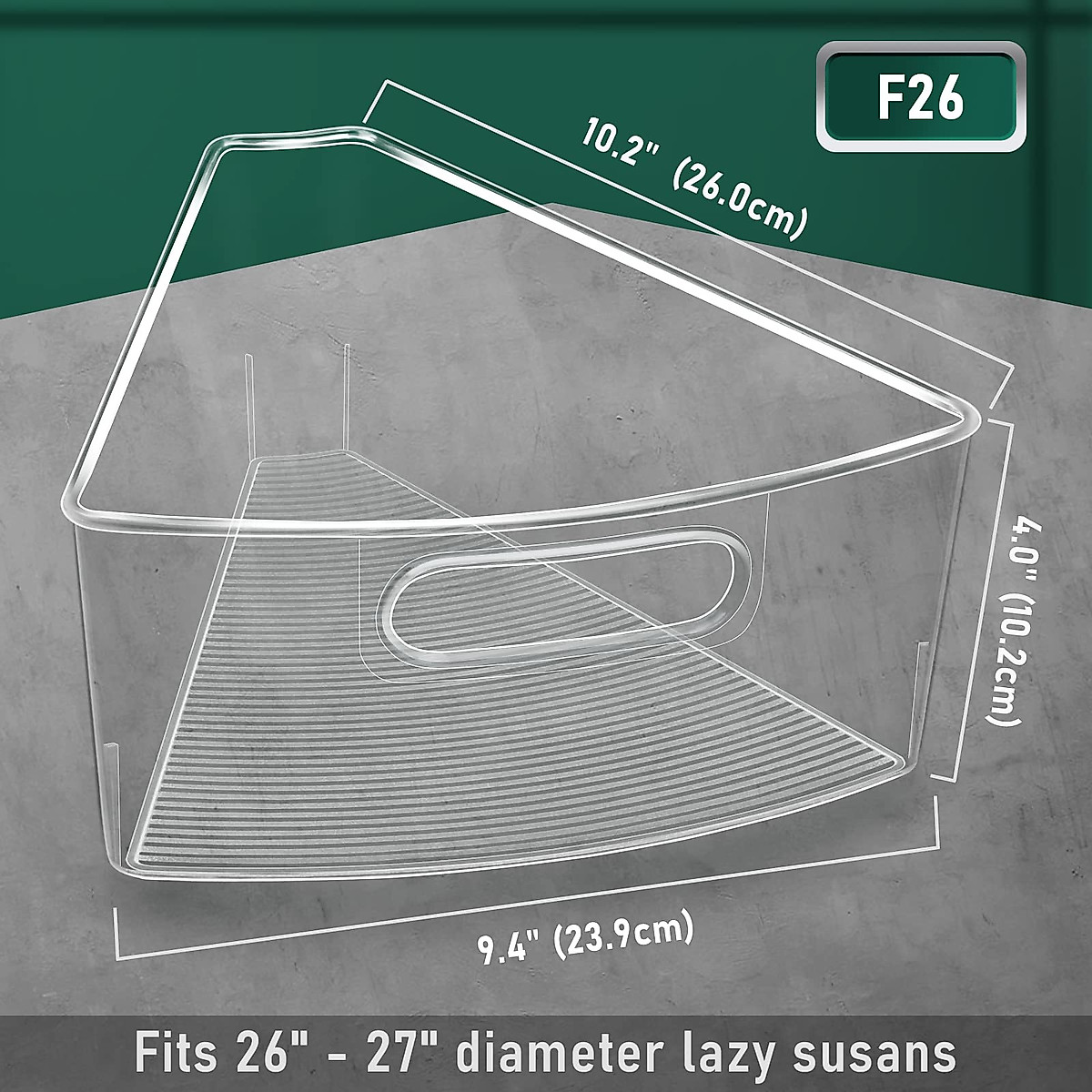 JEISSLIA Lazy Susan Cabinet Organizer Bins for 26"/ 28"/ 32" Diameter Corner Lazy Susan, Plastic Cabinet Storage Bin, 1/8 Wedge-Food Safe, BPA Free, with Non-slip Pads (for 26" Lazy Susan, 8 Pack)