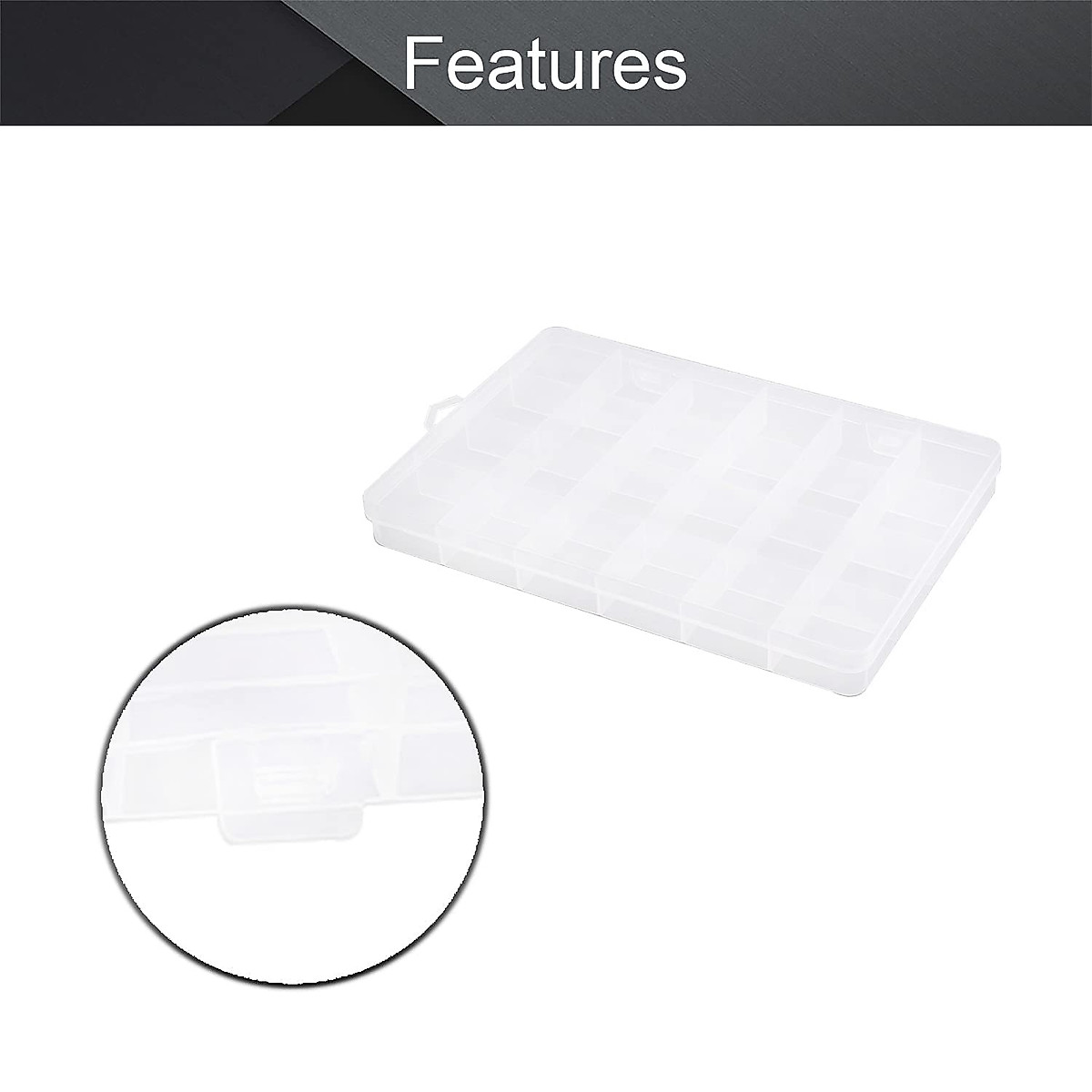 Jutagoss Plastic String Organizer Box With Dividers, 7.68x5.31x0.98 inch, 24 Mpartment Craft Storage Containers, 2PCS Bead Tackle Bolt Screw Parts Rock Collection Box.