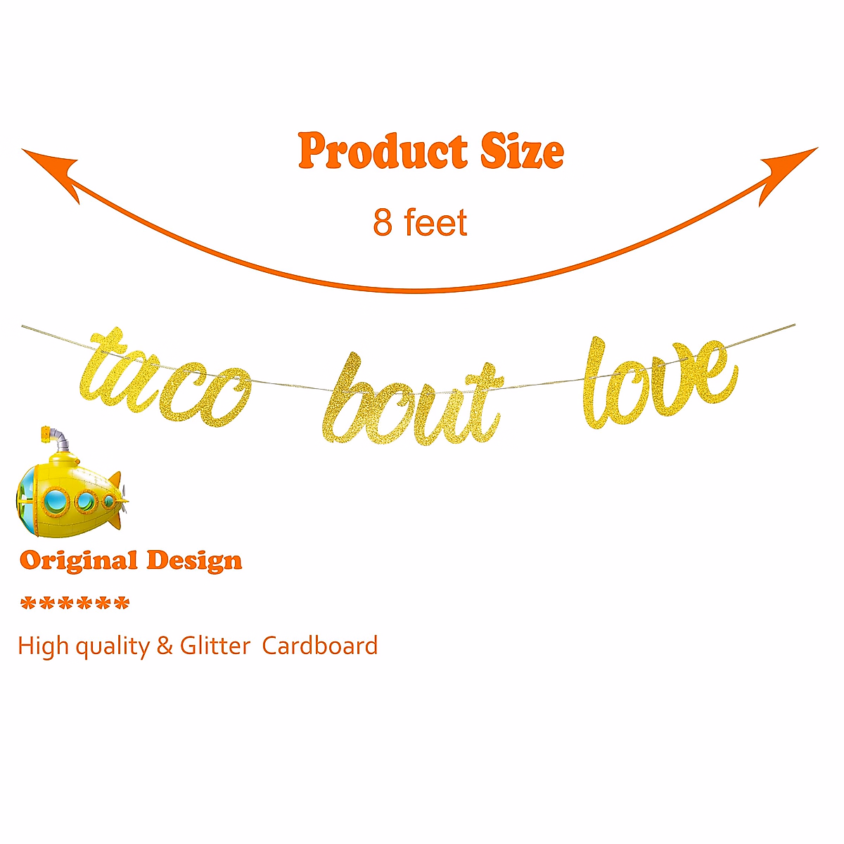 Taco Bout Love Gold Glitter Banner Sign Garland for Mexican Fiesta Themed Bridal Shower Bachelorette Party Wedding Decorations Engagement Supplies Cursive Bunting Photo Booth Props
