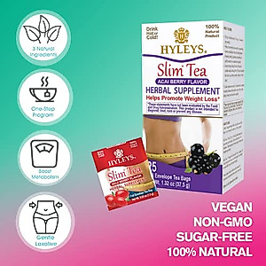 Hyleys Slim Tea 42 Ct Assorted - Weight Loss Herbal Supplement Cleanse and Detox - 42 Tea Bags (1 Pack)