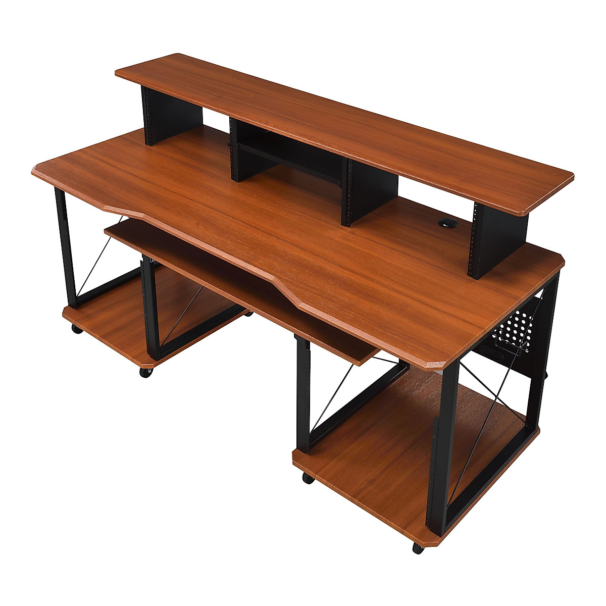 Acme Furniture Metal and Wooden Music Desk with Wheels, Cherry and Black