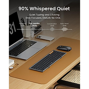 ProtoArc Foldable Keyboard and Mouse, XKM01 True Full-Size Folding Keyboard Mouse Combo for Business and Travel, 2.4G+Dual Bluetooth Portable Mouse Keyboard for Laptop iPads Tablets - Black Gray