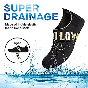 Water-Shoes-Swim-Shoes Quick-Dry Barefoot Aqua-Socks-Beach-Shoes for Pool Yoga Surf for Women-Men(Gold/Black-34/35)