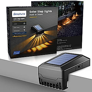 Solar Step Lights, Solar Deck Lights Outdoor, Warm White Led Solar Lights for Outdoor Waterproof Decorative Lighting, Fence Lights with Dusk to Dawn Wall Lights for Yard, Garden