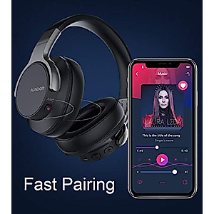 Active Noise Cancelling Bluetooth Headphones, Ausdom ANC8 Over Ear Wireless Headphones Wired Headsets with Microphone, 30H Playtime Comfortable for Travel Work TV PC Computer Cellphone Music – Black