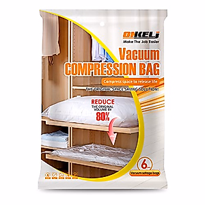 NOSENT Premium Vacuum Storage Bags 6 Pack,Space Saver Compression Bags with Travel Hand Pump,Vacuum Sealer Bags for Clothes, Comforters, Blankets, Bedding (Small 6 Pack)