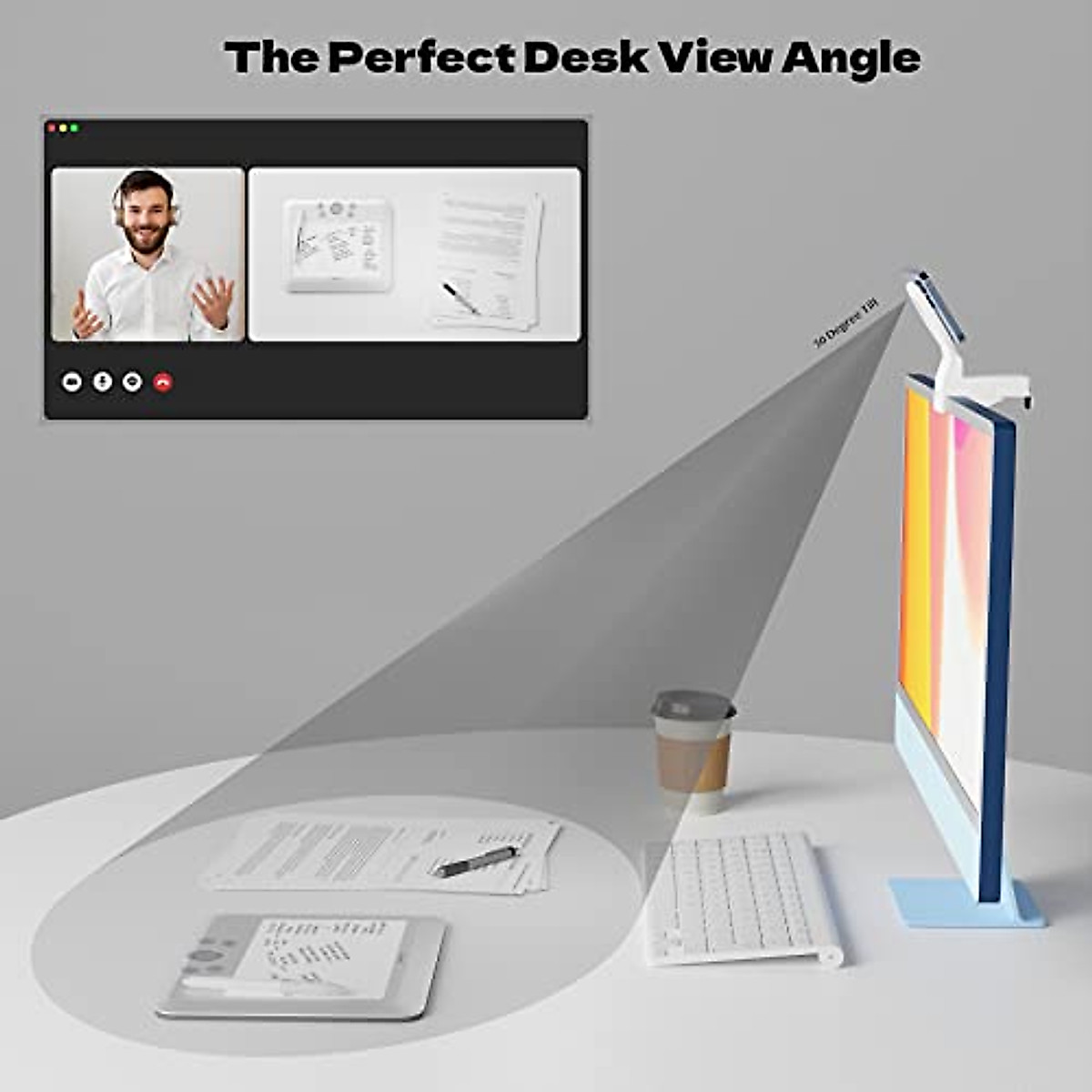 Capstone Continuity Camera Mount for Desktop Monitors with a Flat Back | 30 Degree Tilt for Desk View | Connects via MagSafe | for iPhone 12, 13 & 14 | for iOS 16 + Mac OS Ventura or Later