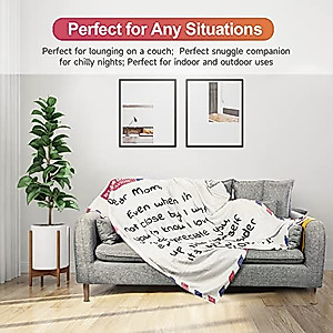 VETEBLE Best Birthday Gifts for Mom from Daughter Son, Premium Dear Mom Blanket Presents for Mother's Day, Christmas, Valentine's Day, Soft & Cozy Flannel Throw Blanket, Moms Bed Blanket Gift