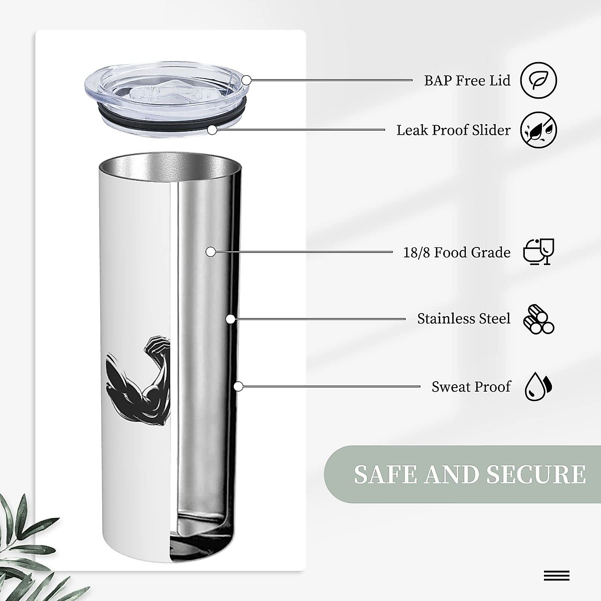 LIICHEES Black Silhouette Muscle Arm Wrestling Fighting Stainless Steel Vacuum Insulated Tumbler 20oz Coffee Cups Travel Mug Water Cup with Leak-Proof Flip Lid Metal Straw Cleaning Brush